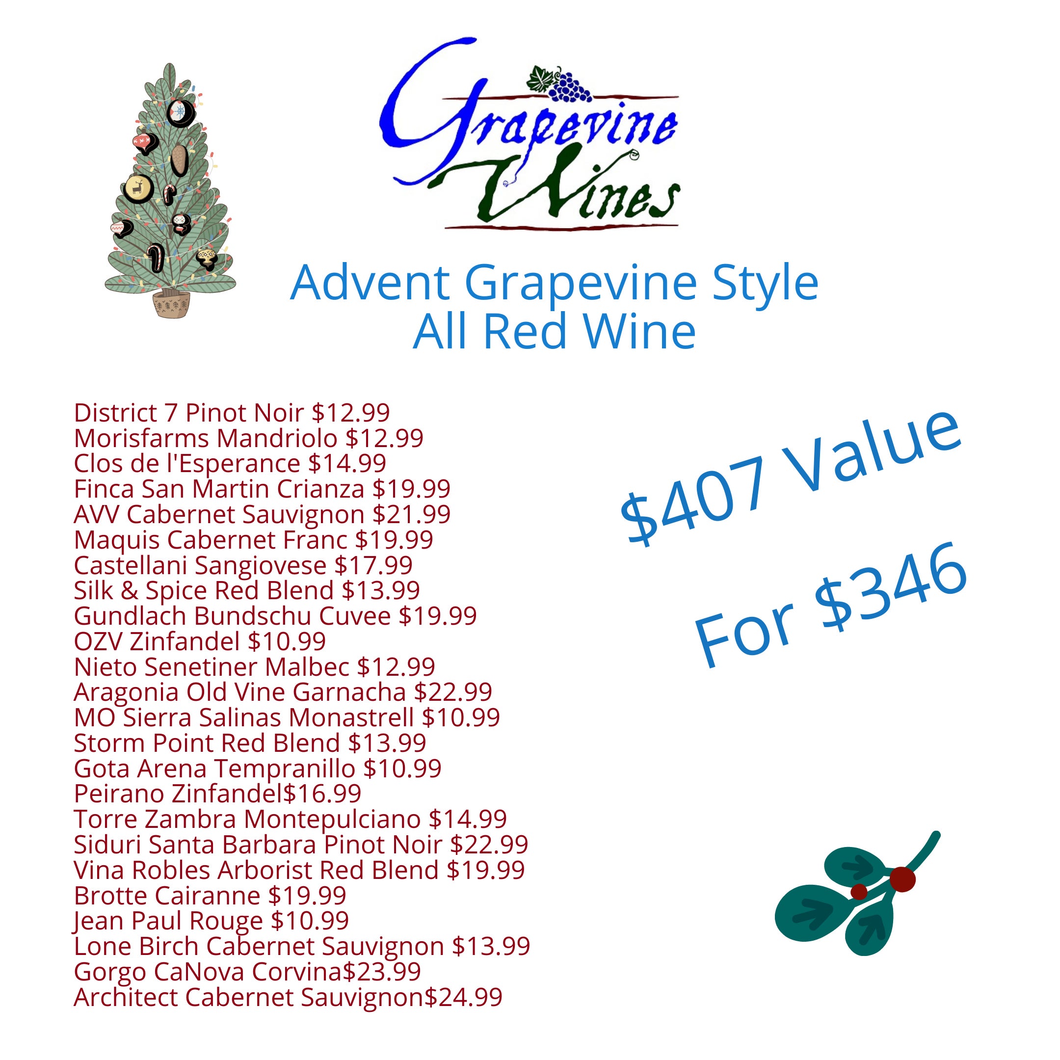 Advent 2024 -- 24 Reds | Grapevine Wines